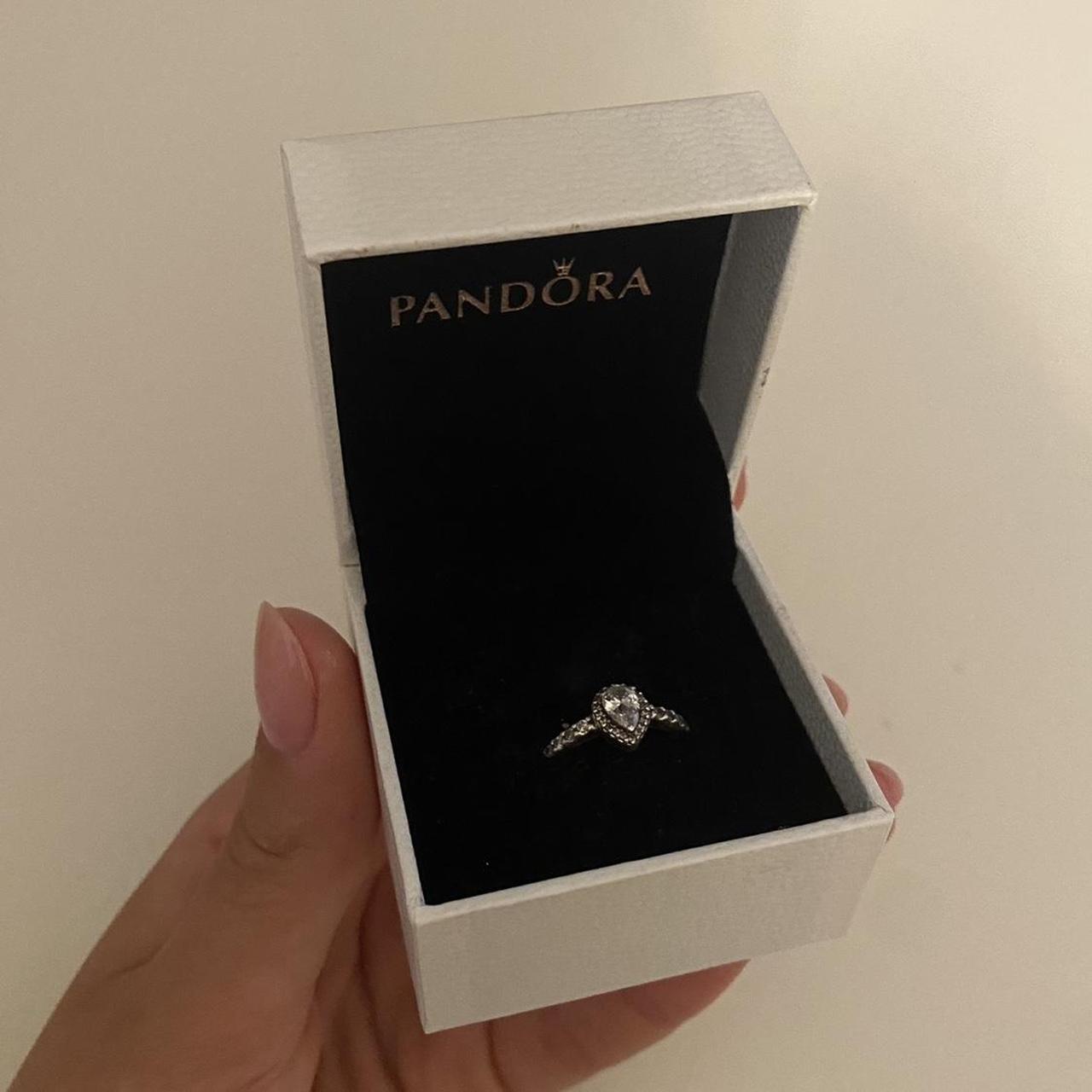 *RARE* Pandora Pear / Tear Drop Diamanté Ring Ring... - Depop