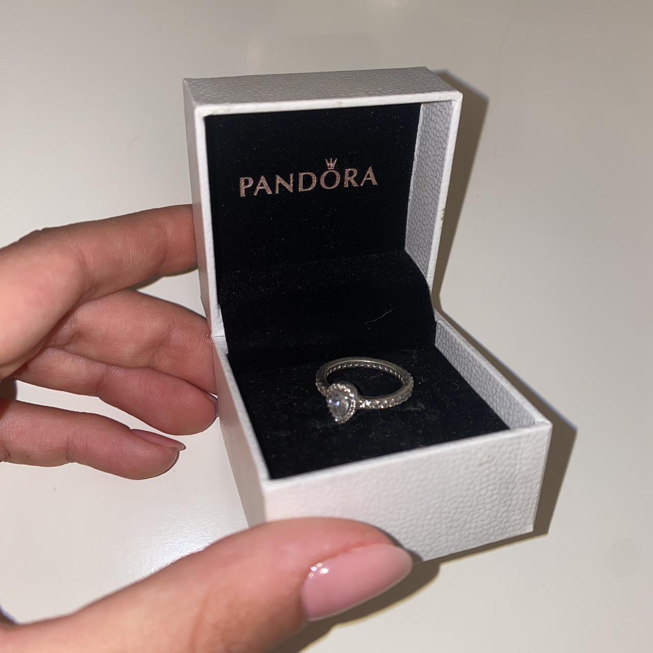 *RARE* Pandora Pear / Tear Drop Diamanté Ring Ring... - Depop