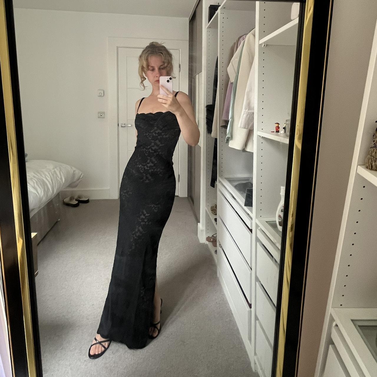 Black lace see though dress. Sheer midi maxi dress.... - Depop