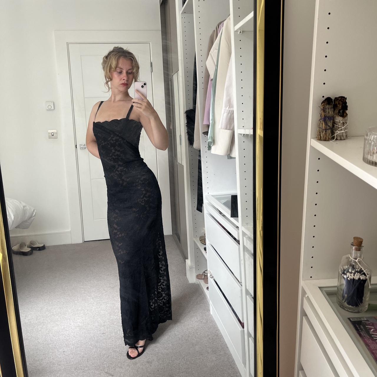 Black lace see though dress. Sheer midi maxi dress.... - Depop