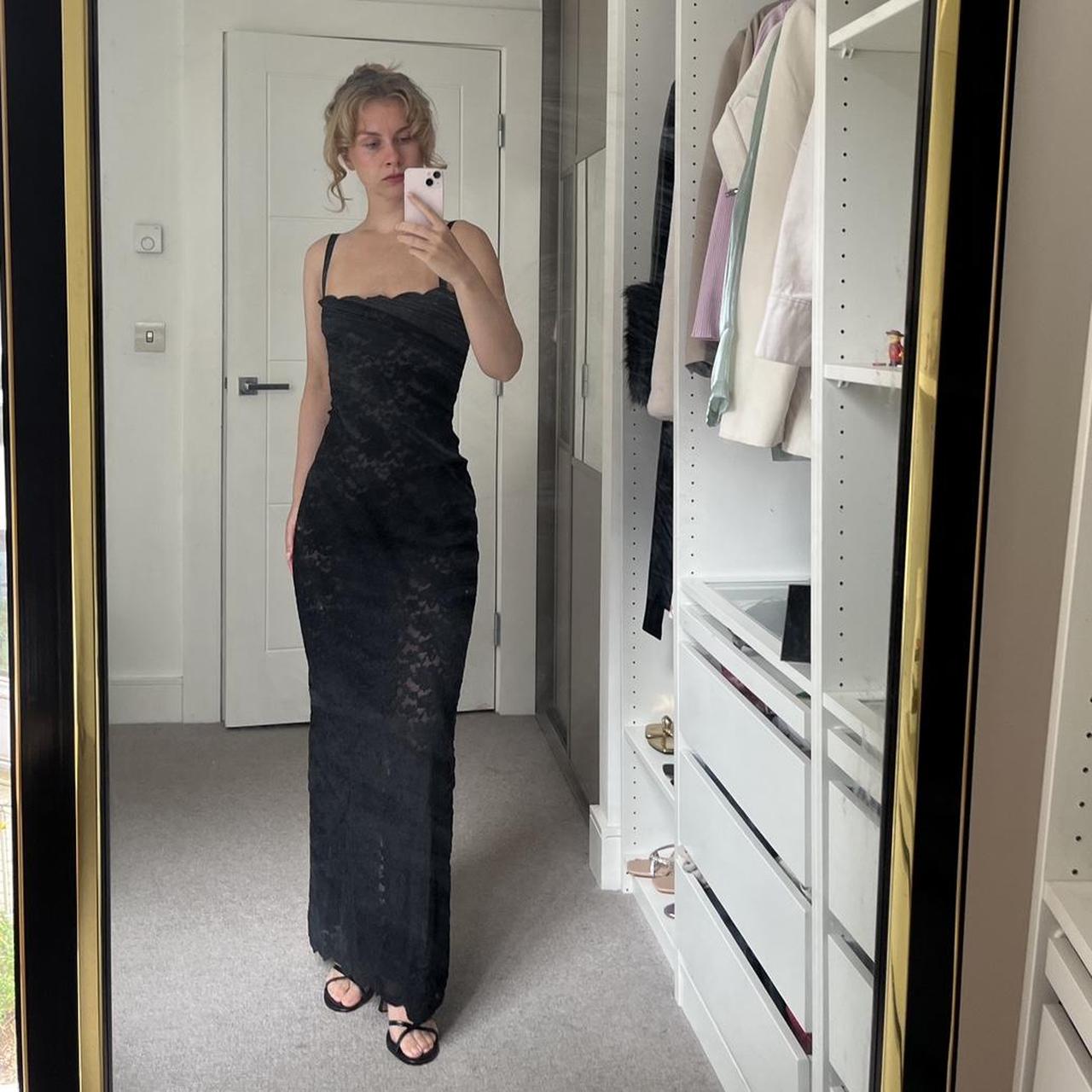 Black lace see though dress. Sheer midi maxi dress.... - Depop