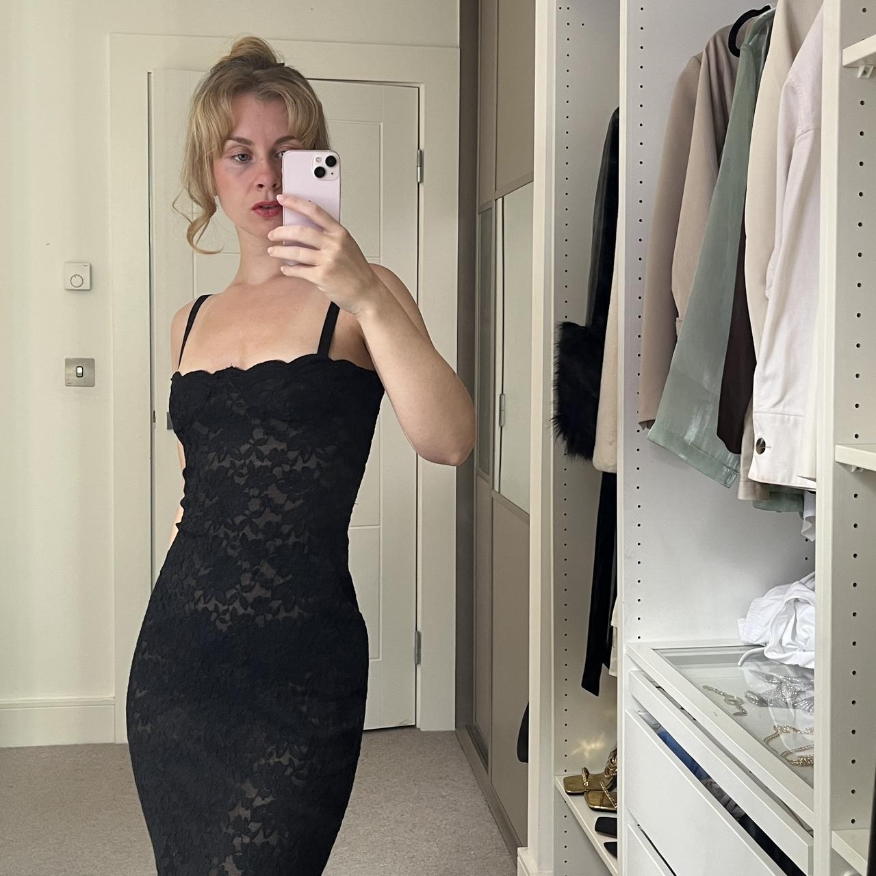 Black lace see though dress. Sheer midi maxi dress.... - Depop