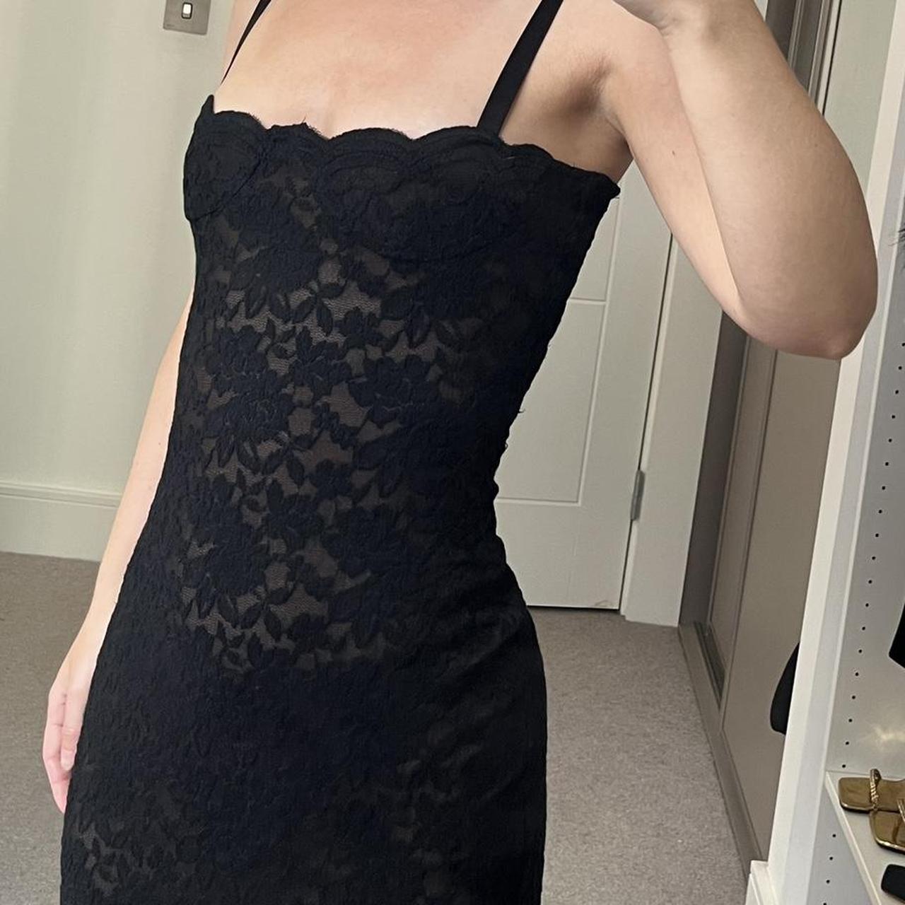 Black lace see though dress. Sheer midi maxi dress.... - Depop