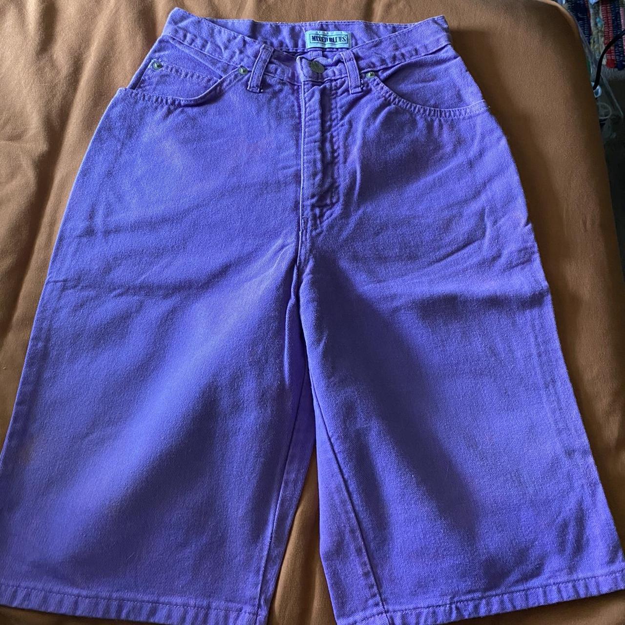 vintage purple jorts has like an acid wash look to... - Depop