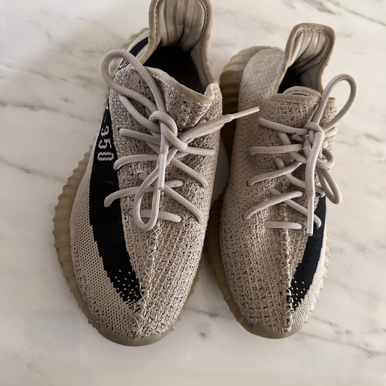 Tan and black Yeezy 350 V2 trainers #YeezyBoost Work... | Depop