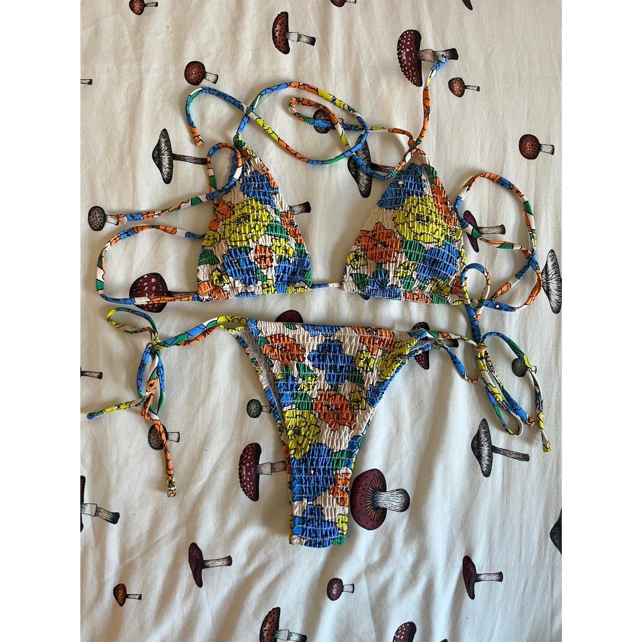 SHEIN Women's Blue and Yellow Bikinis-and-tankini-sets | Depop