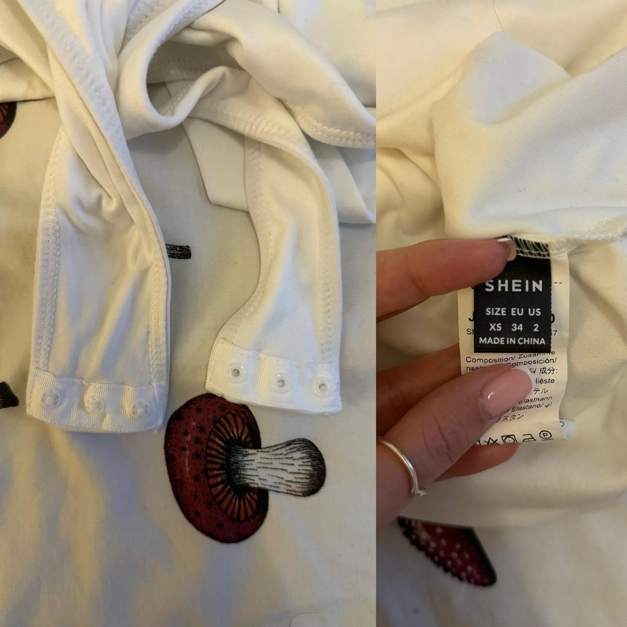 Shein white one shoulder thong bodysuit. Has the... - Depop