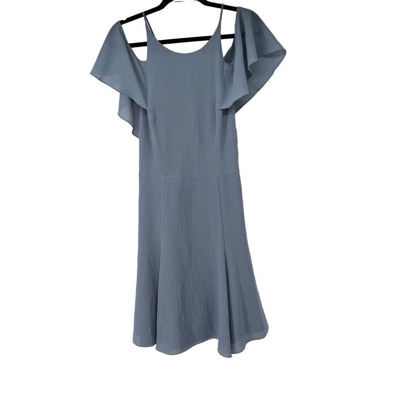 H by Halston Light Blue Open Back Off the Shoulder... - Depop