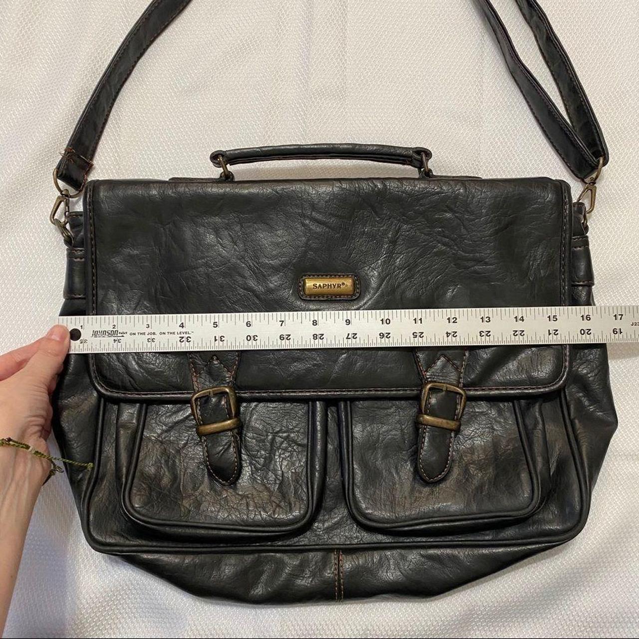 Vintage Saphyr Black Leather Computer Bag. Gently... - Depop