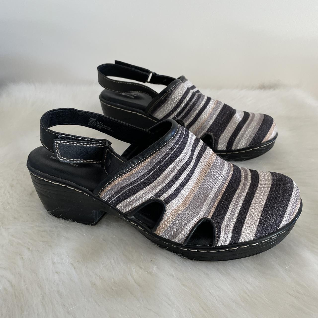 B.o.c Natural colors striped clogs with black heel... - Depop