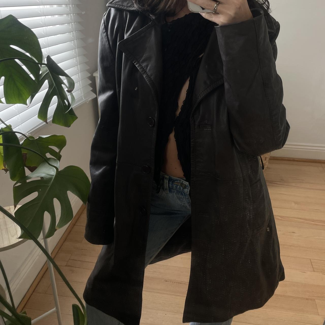 Vintage Brown Leather Trench Coat Bought In Paris Depop