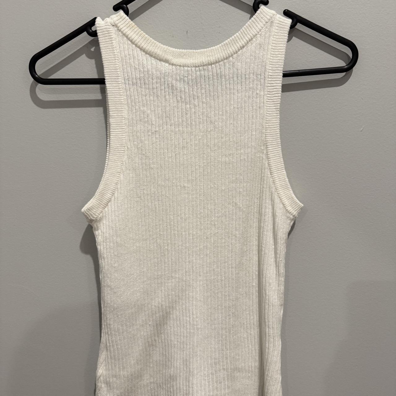 Venroy cream / white textured halter tank top, size... | Depop