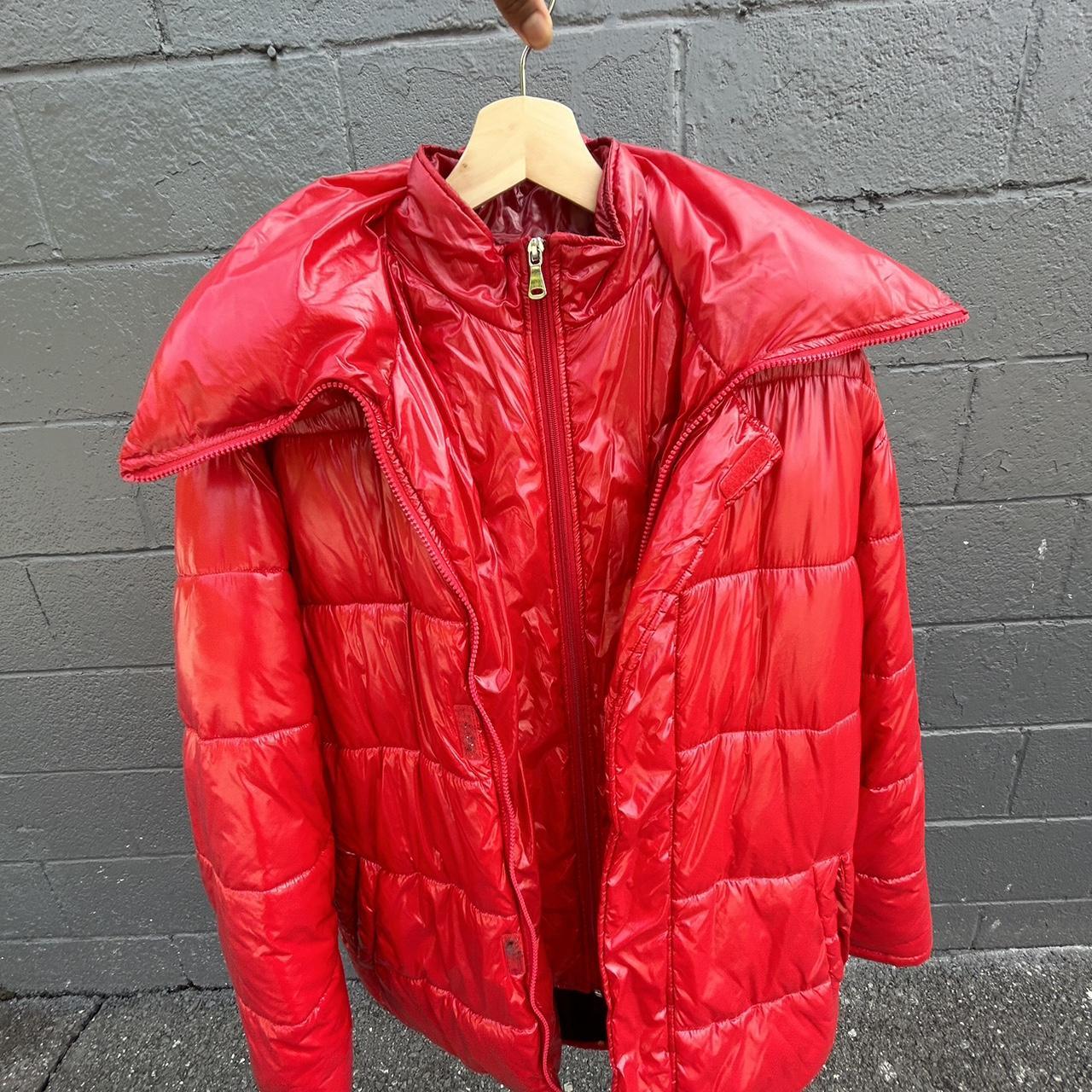 Red Flashy Puffer Jacket / Coat - retail $140 Size... - Depop