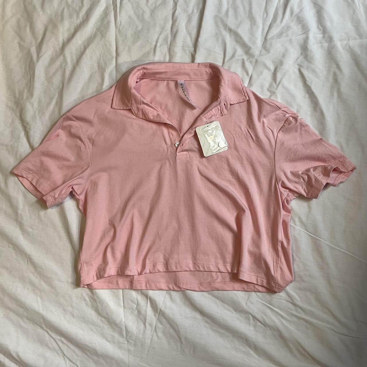 pink fabletics boxy xsmall polo fits small #depop... - Depop