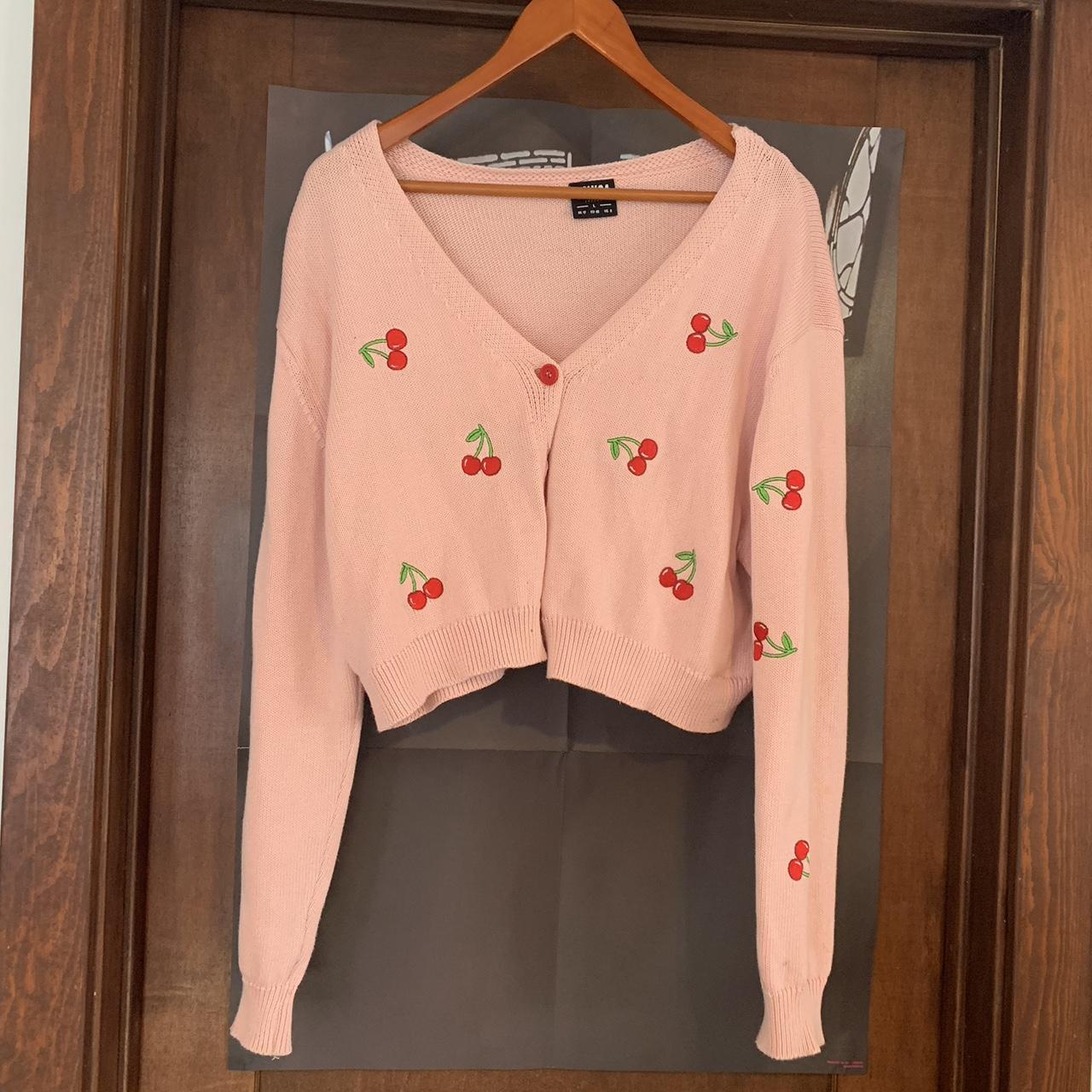 Minga London Women's Pink and Red Cardigan | Depop