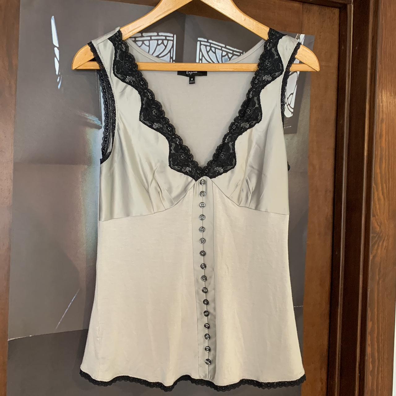 Vintage Express Silver Lace top - brand: Express -... - Depop