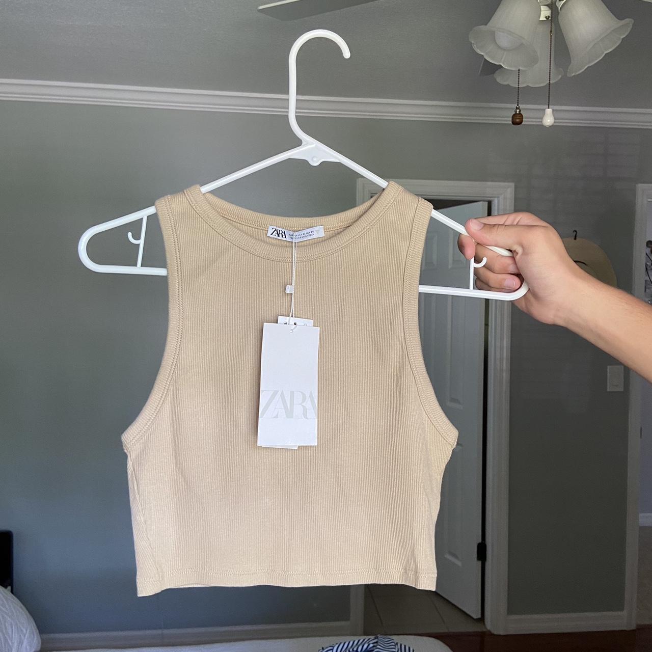 Cream Zara crop tank Brand new with tags Size... - Depop