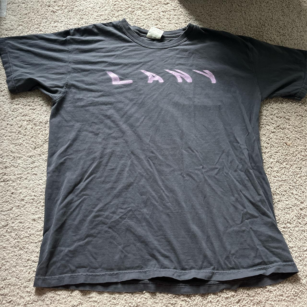 authentic lany merch gray shirt with pink lettering - Depop