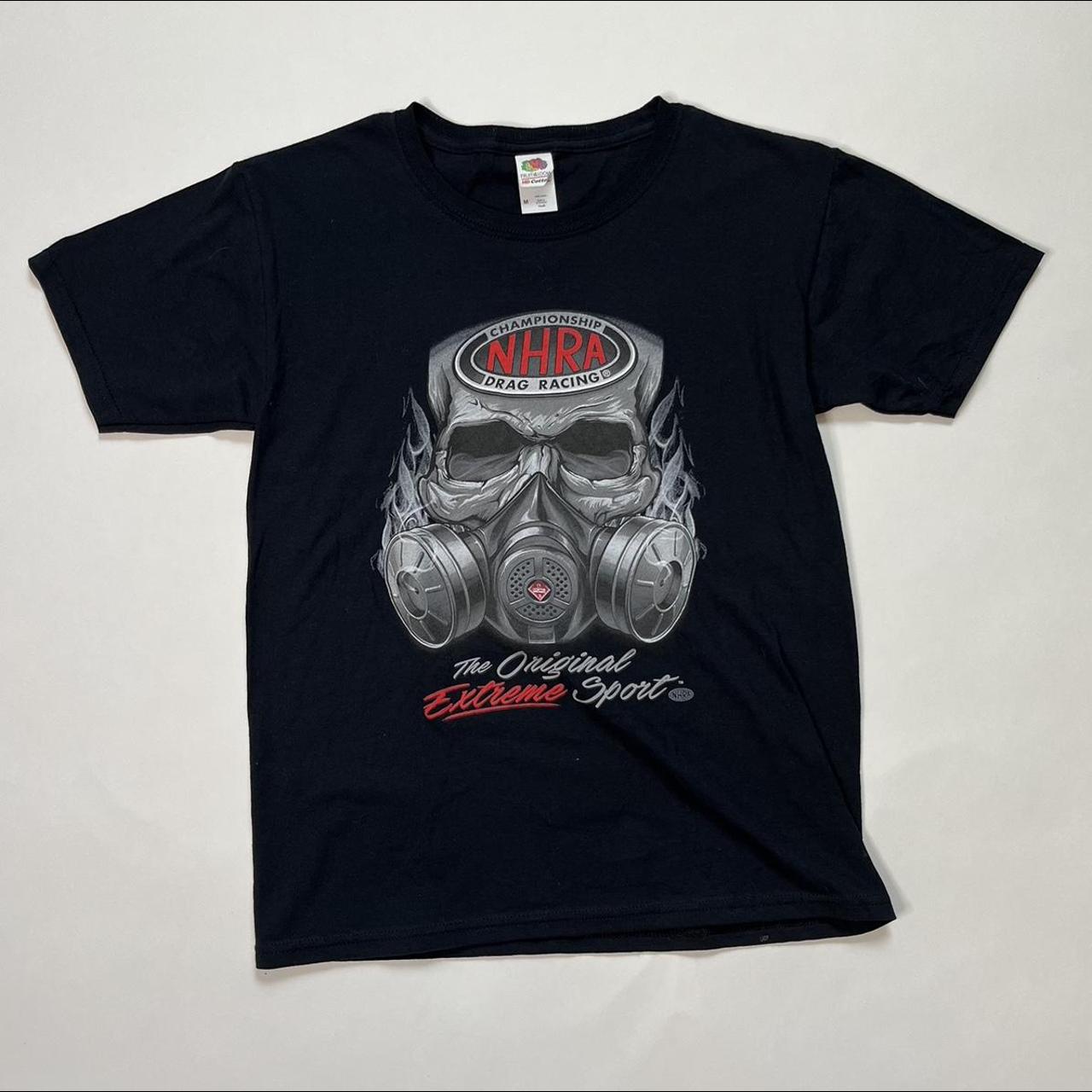 NHRA DRAG RACING GRUNGE SKULL GRAPHIC TEE size... - Depop