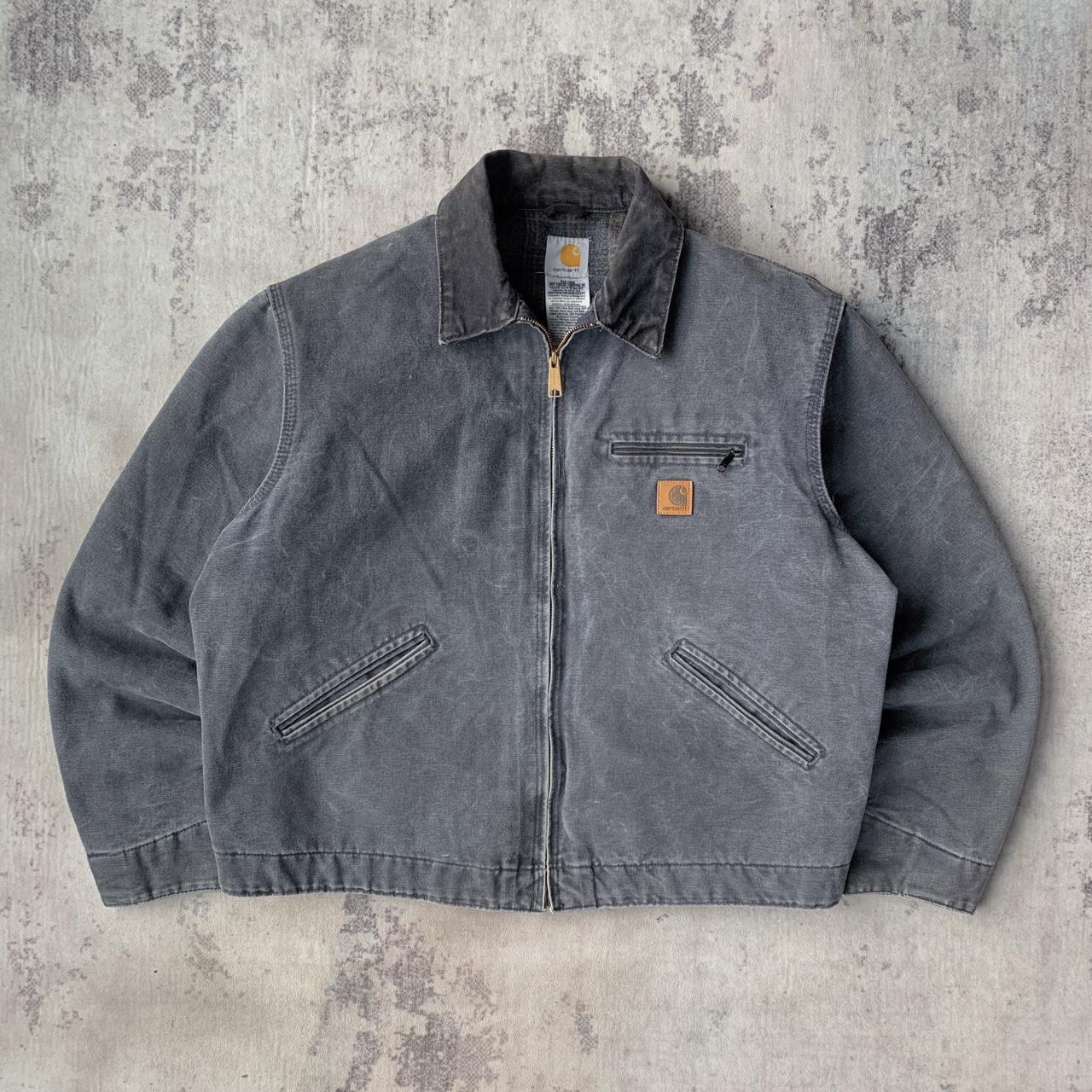 2000s Carhartt Detroit J97 PTL Boxy Faded Charcoal... | Depop