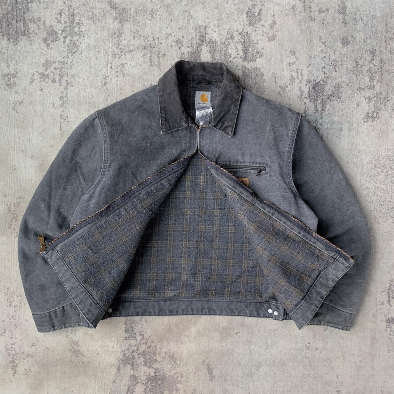 2000s Carhartt Detroit J97 PTL Boxy Faded Charcoal... | Depop