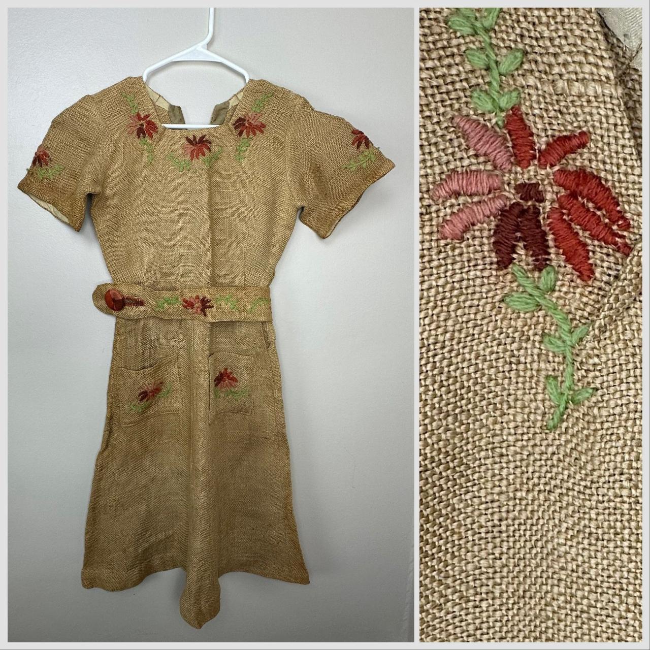 Vintage 1930s/40s Burlap Dress, Size XS, Upcycled... | Depop