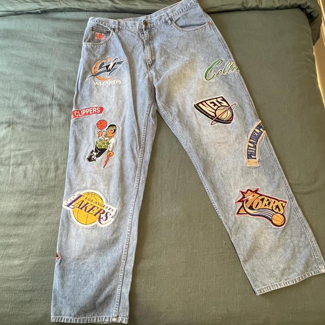 Patchwork NBA Jeans #nba #patchwork #jean #2000s - Depop
