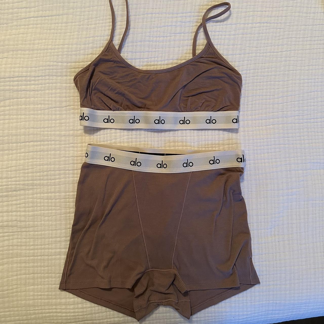 Super cute alo set! Color is mauve/taupe shade Top... - Depop