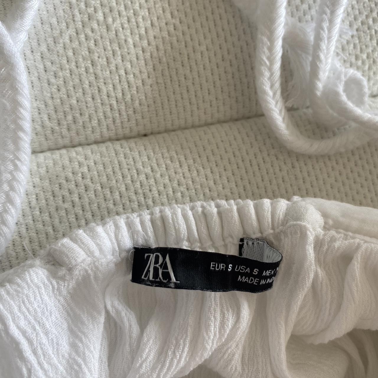 zara white ruffle peplum top size small, would fit... - Depop