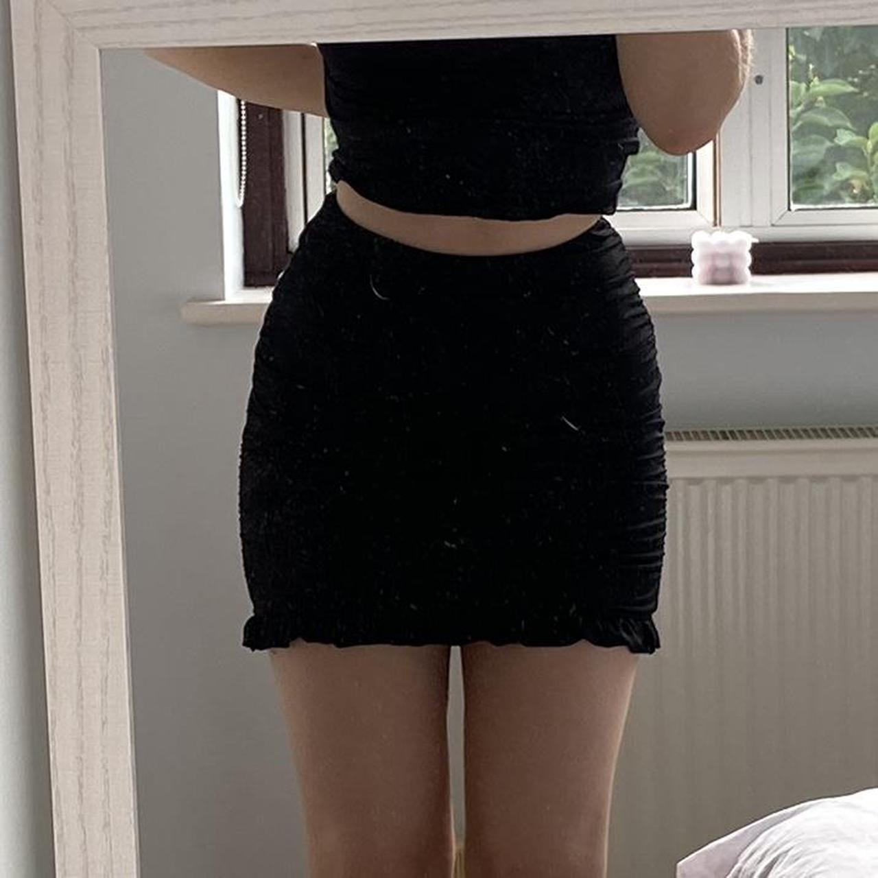 shein black frilly end skirt size small - would fit... - Depop
