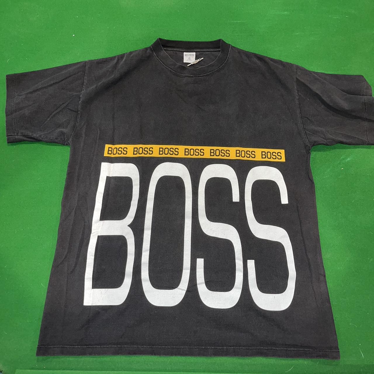 Boss vintage front and back print, size xl single... - Depop