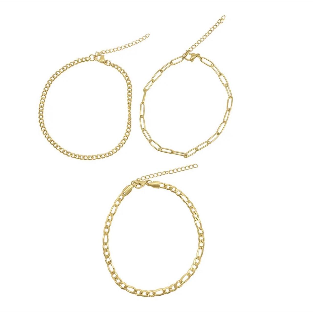 New Adornia trio of water-resistant chain anklets... - Depop