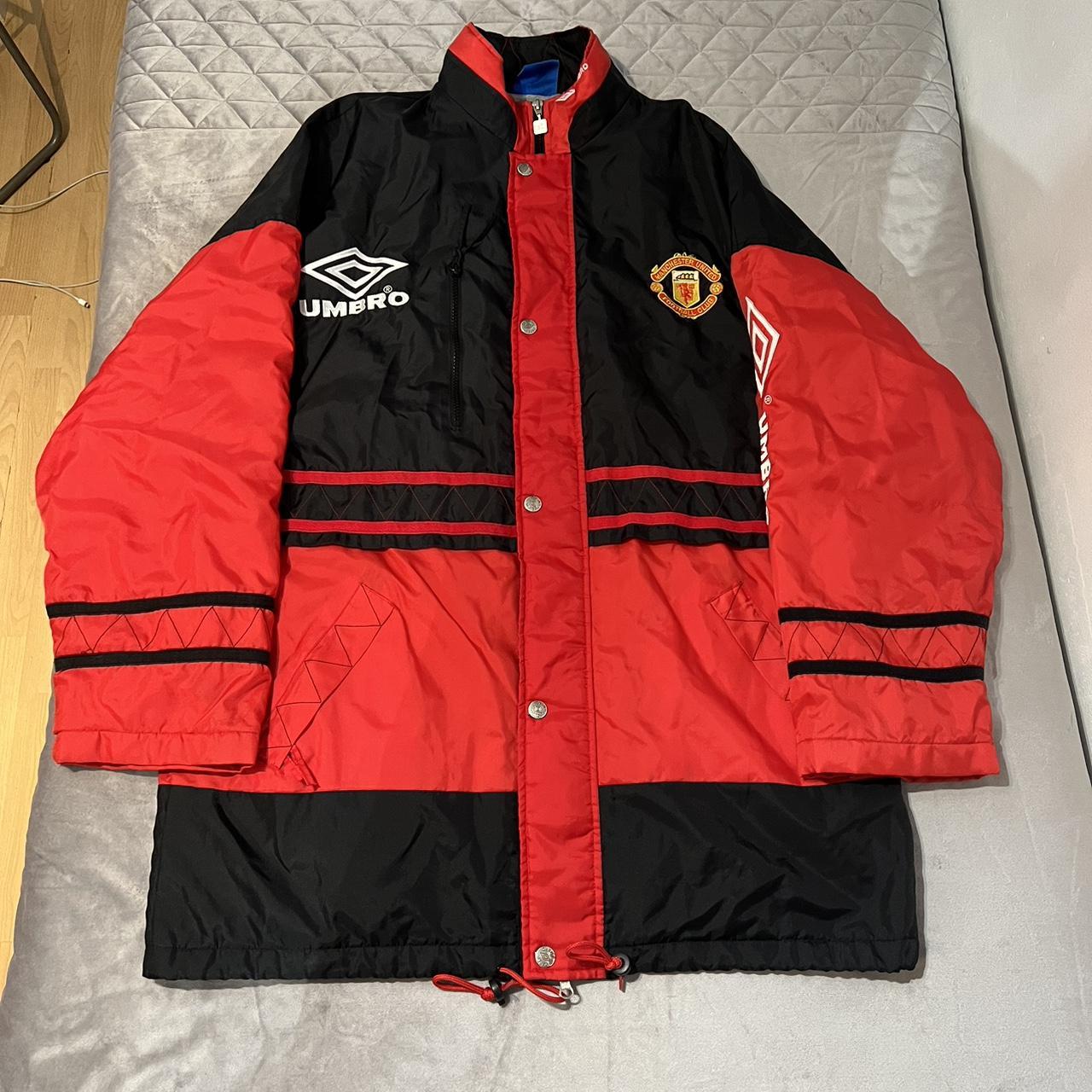 Manchester United 90s Football Coat Jacket Umbro... - Depop