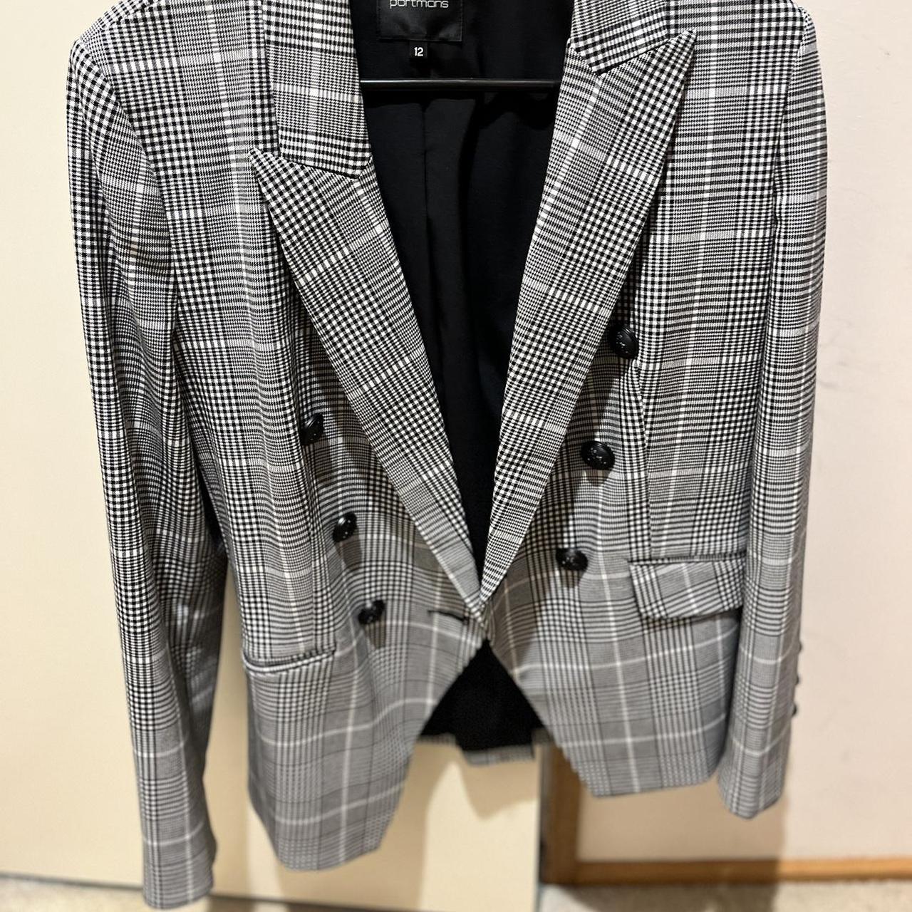 Portmans Grey Check Blazer - Depop