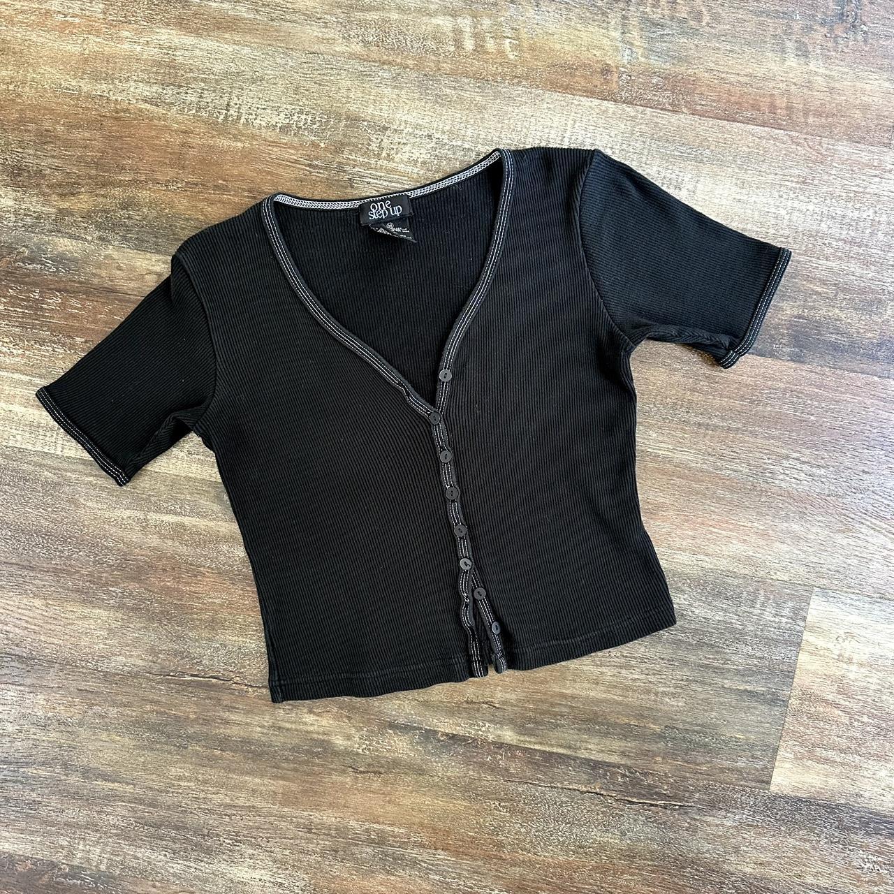 Classic 90s Button-down top by One Step Up. Stretchy... - Depop