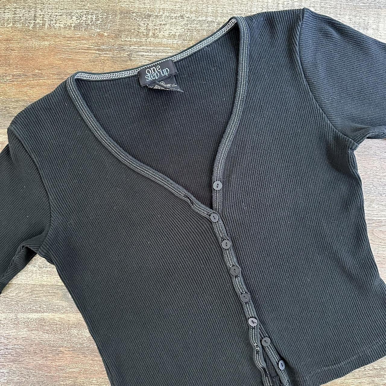 Classic 90s Button-down top by One Step Up. Stretchy... - Depop