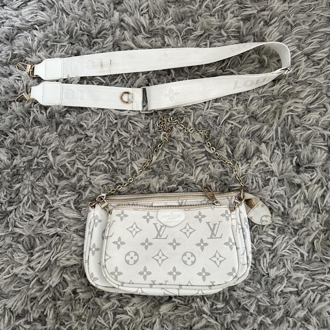 LV white bag with long strap No coin purse included... - Depop