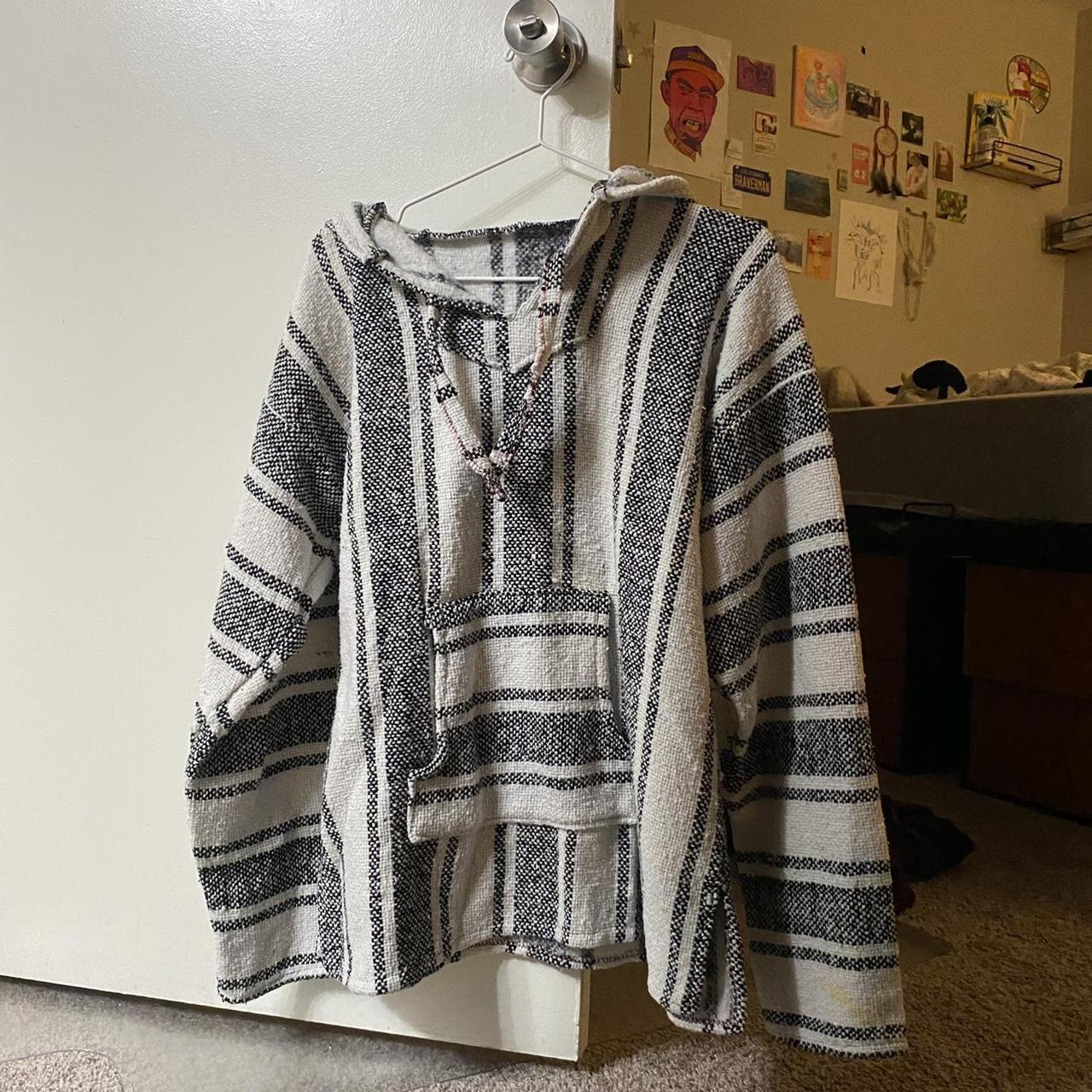 Drug rug White and black with red stitching on the... - Depop