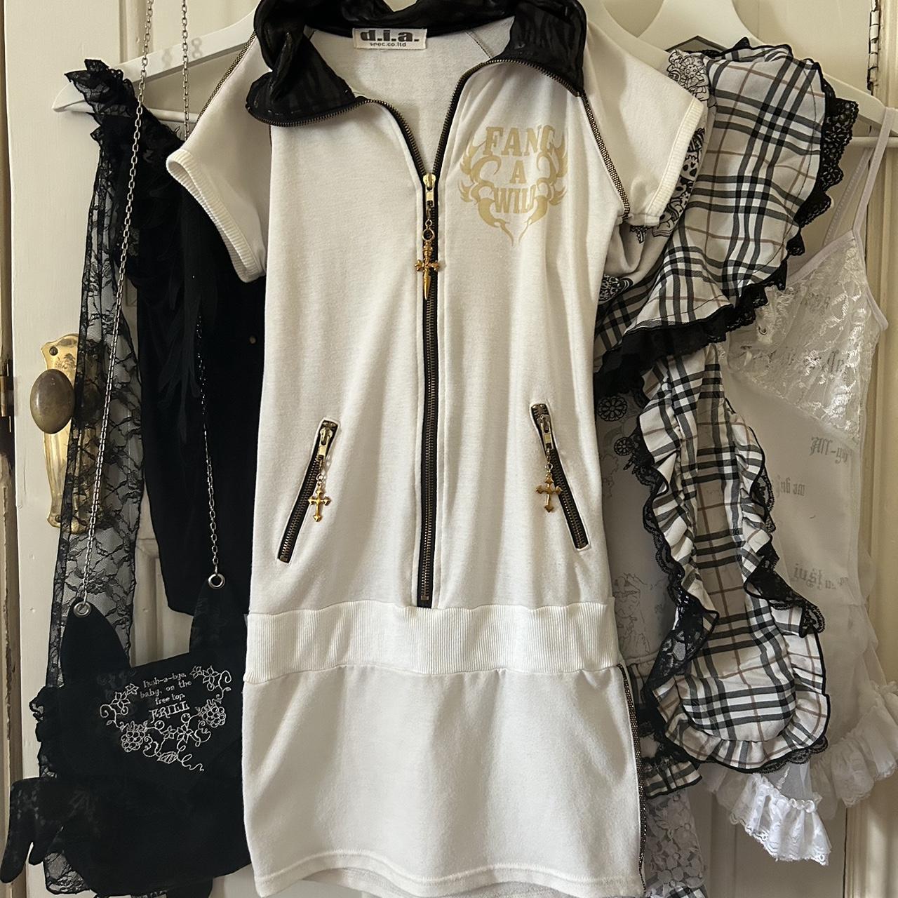 DIA gyaru zip one piece dress cutest gold lining... - Depop