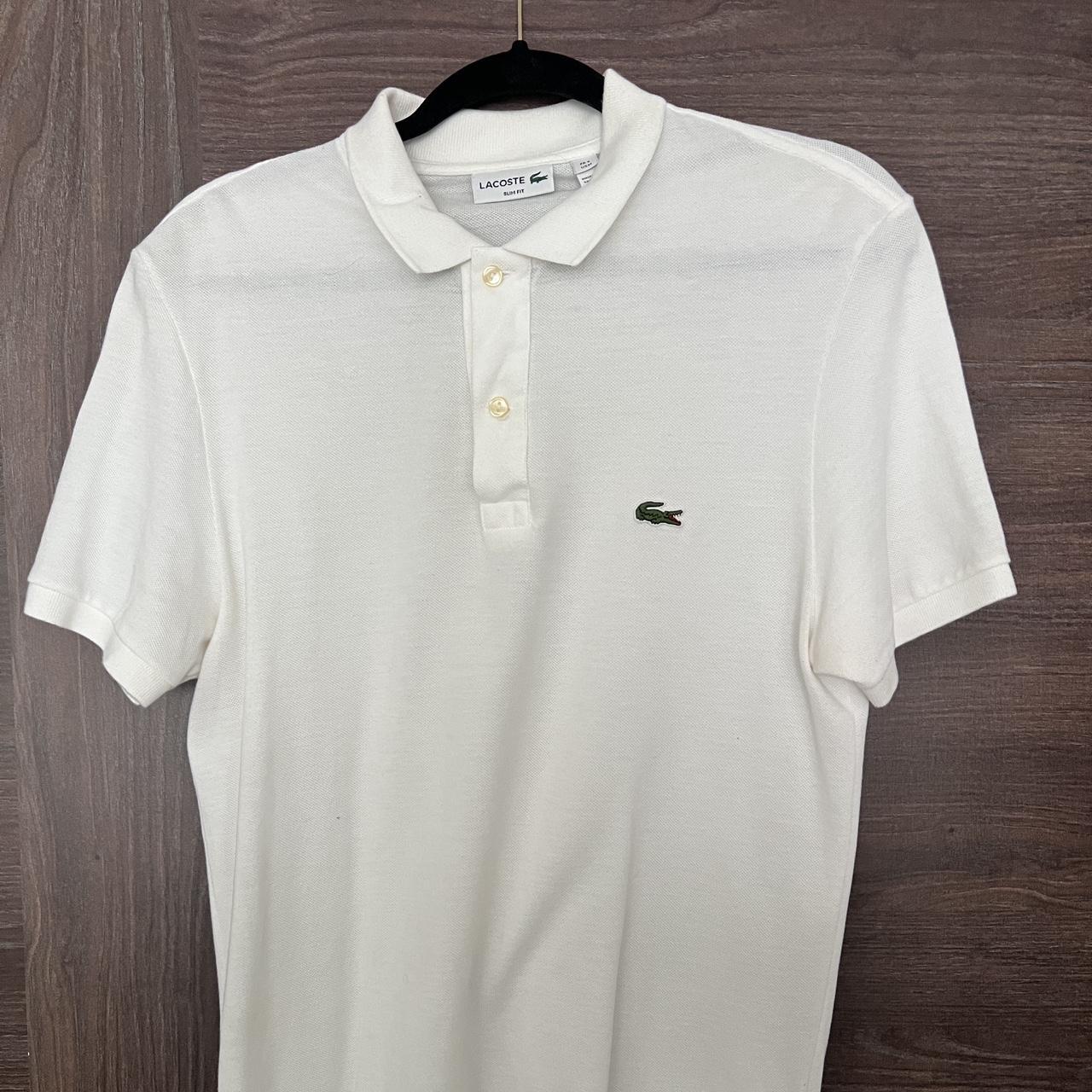 Lacoste white polo green crocodile Size 4 (large)... - Depop