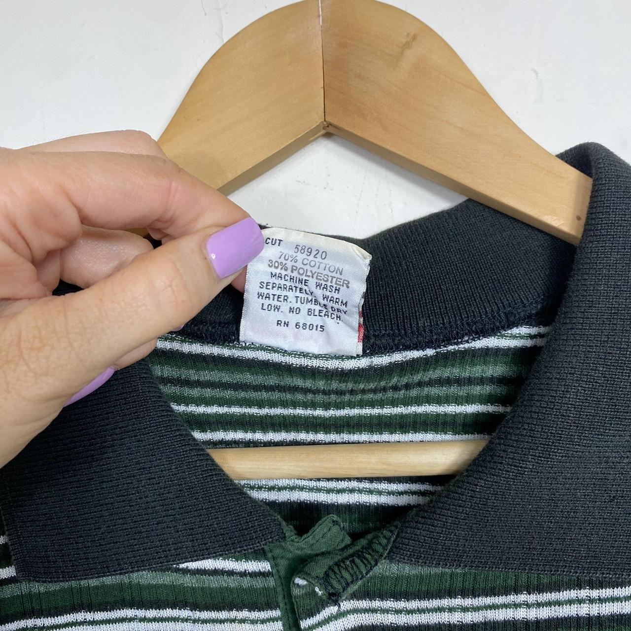 Vintage 90s BONGO Green Blue Striped Collar... - Depop