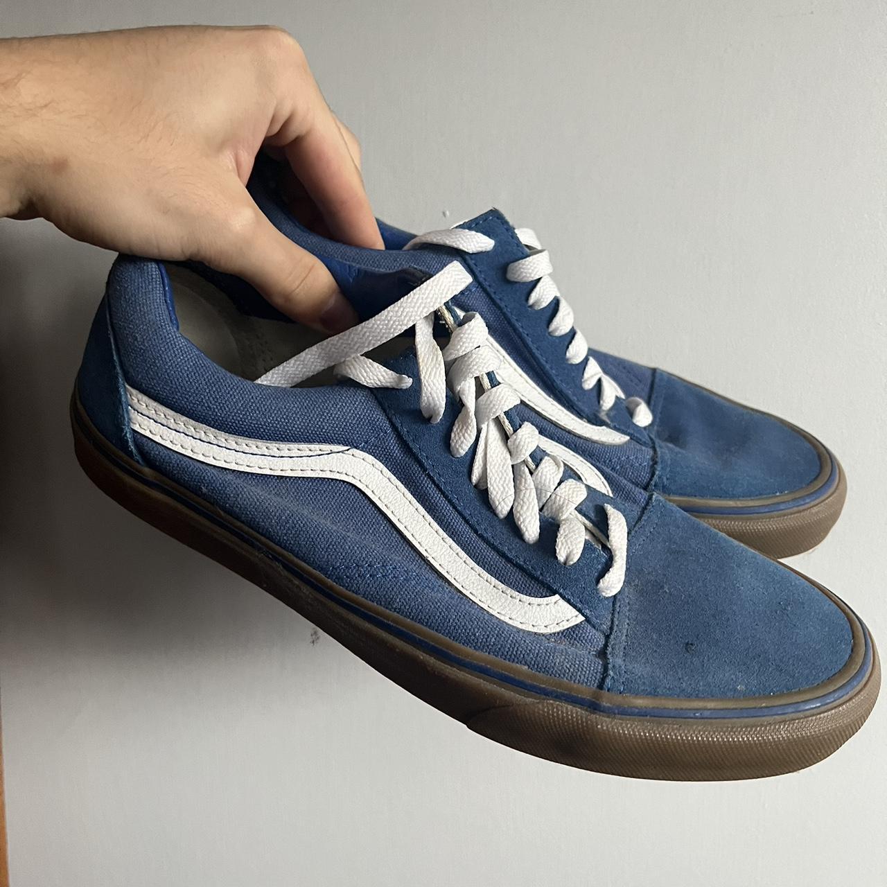 Blue old skool vans with a gum sole. Worn handful of... - Depop