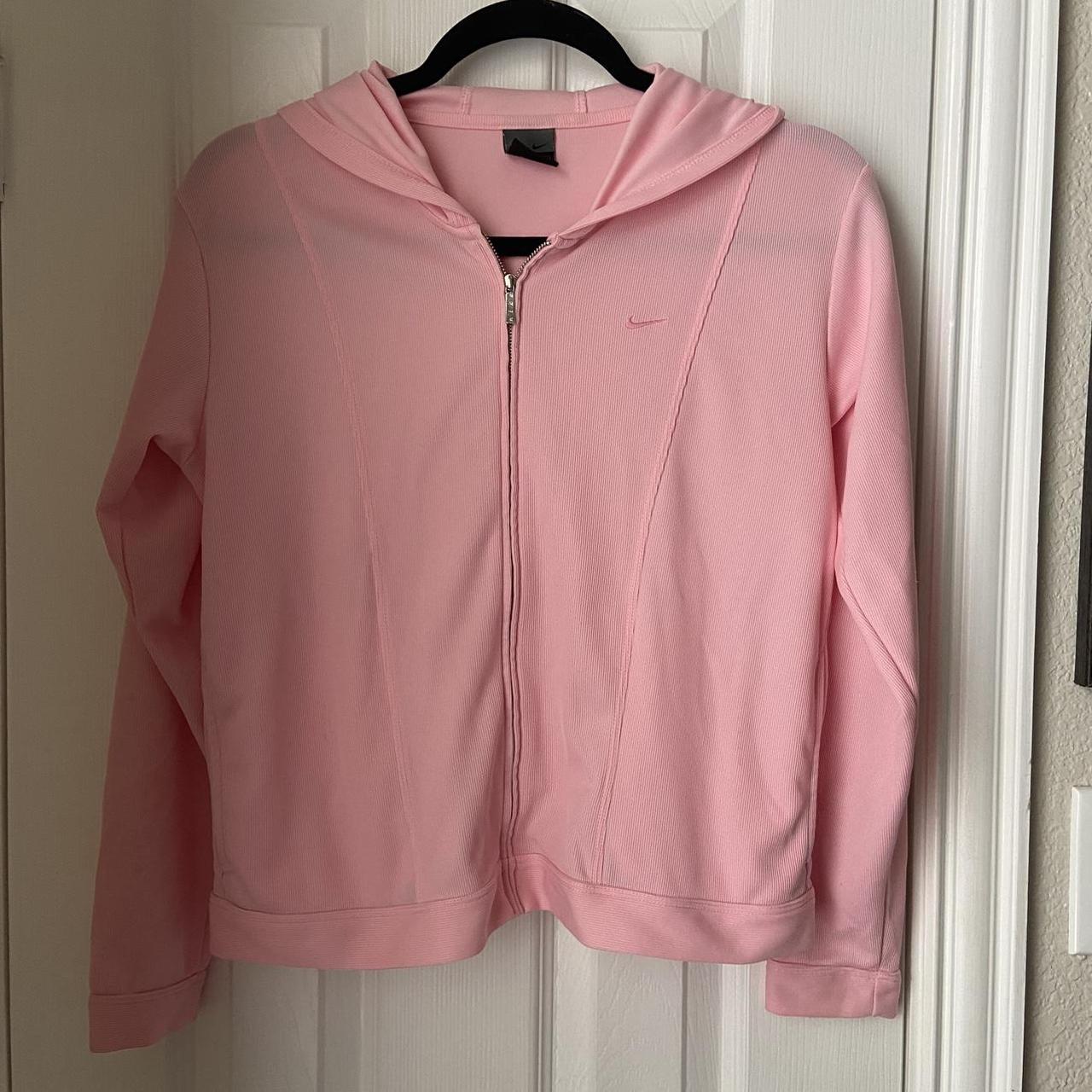 Pink nike jacket Dri-fit, has pockets Flaws noted... - Depop