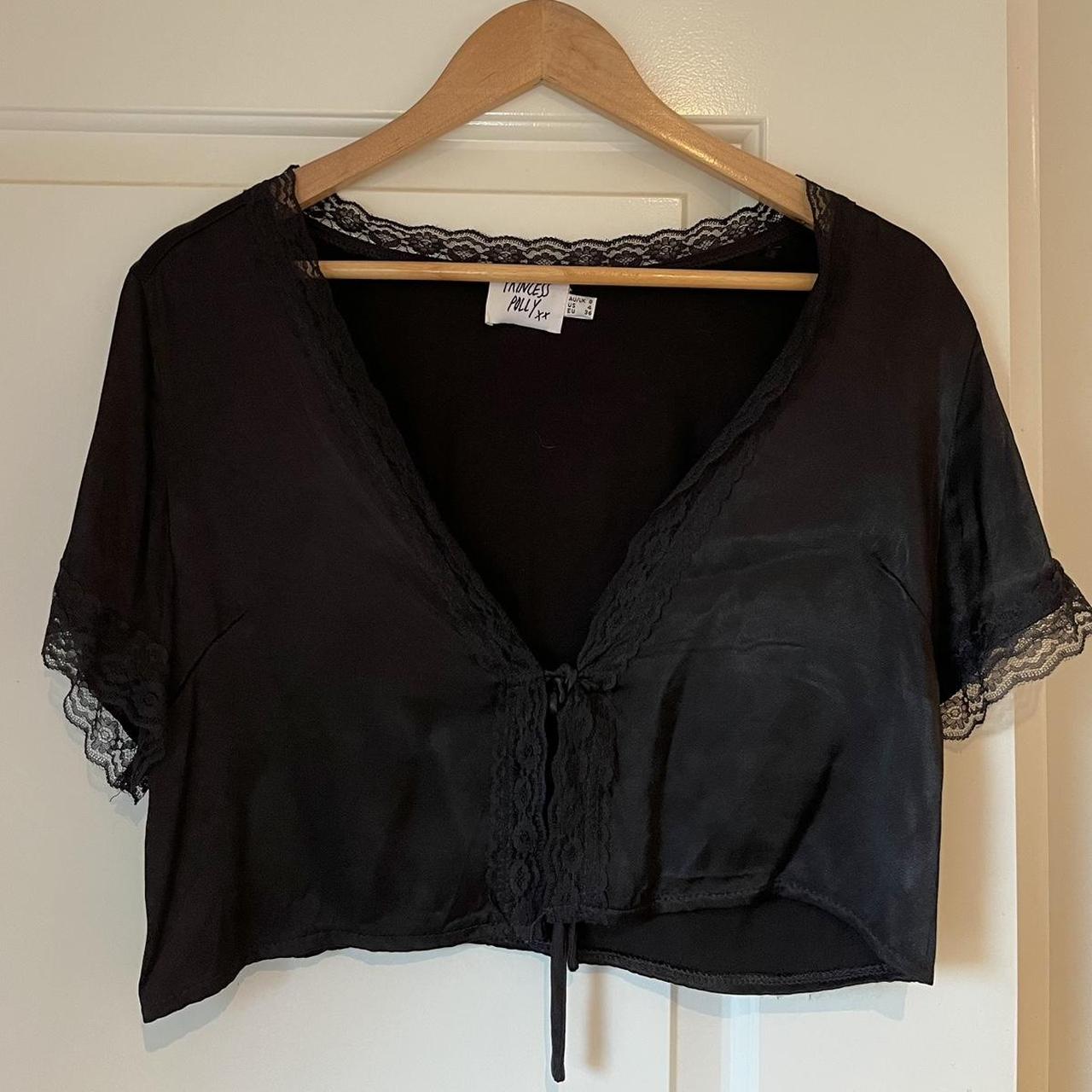 Vintage Tie up Top Black Princess Polly Size... - Depop