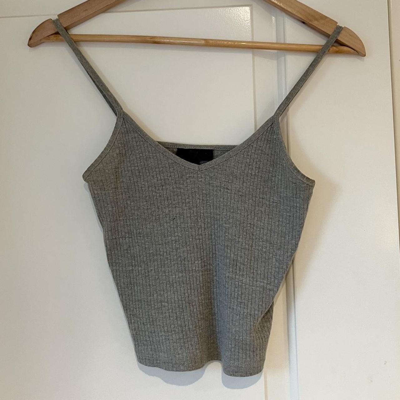 Grey ribbed crop top Size 10 From Topshop Comfy,... - Depop