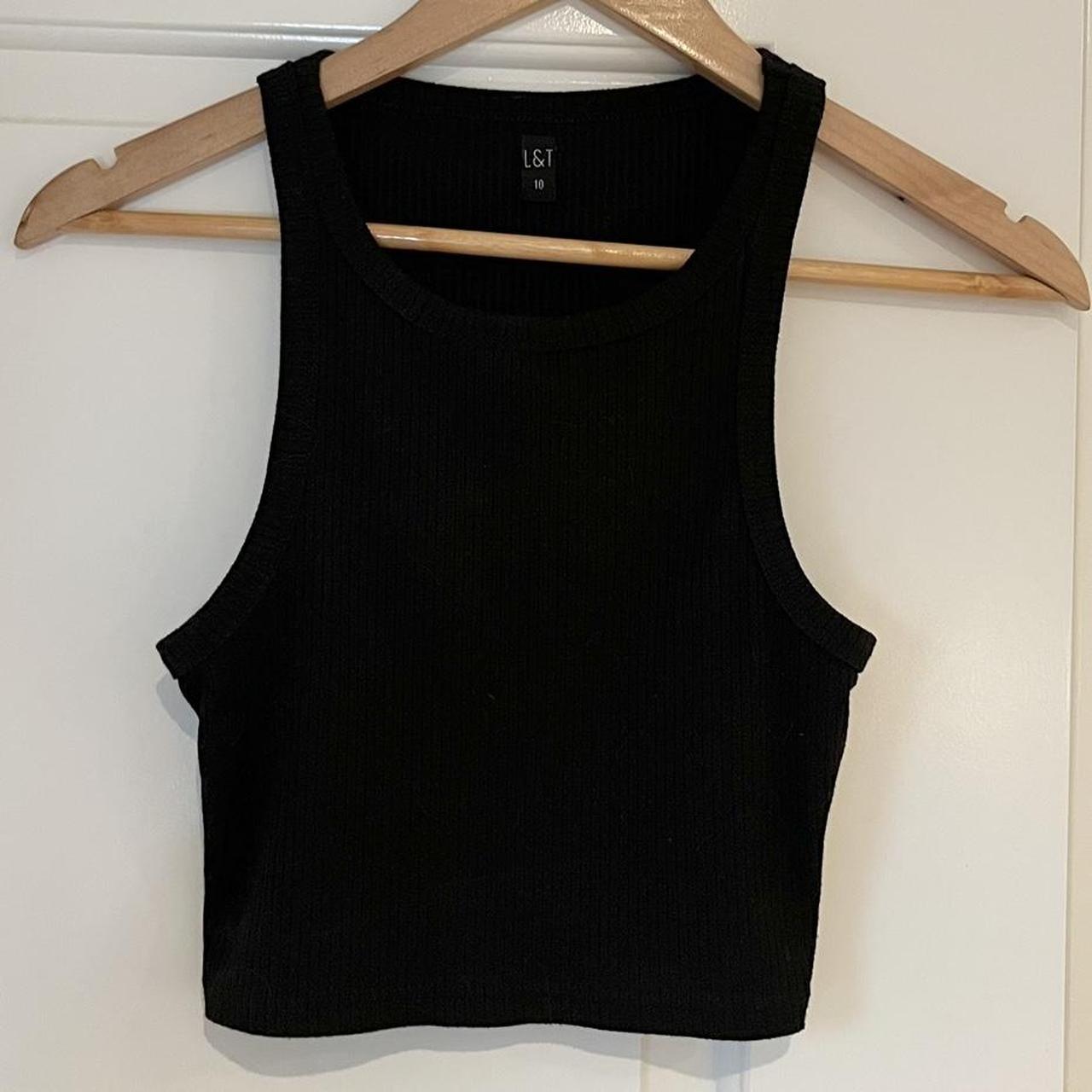 Basic black ribbed crop top Luck and Trouble Size... - Depop