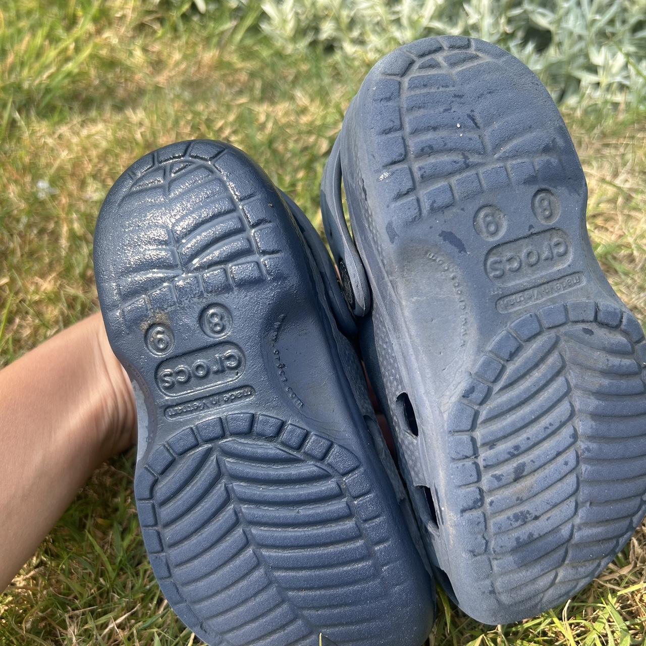 Navy blue unisex crocs Size child 8/9 Pet and... - Depop