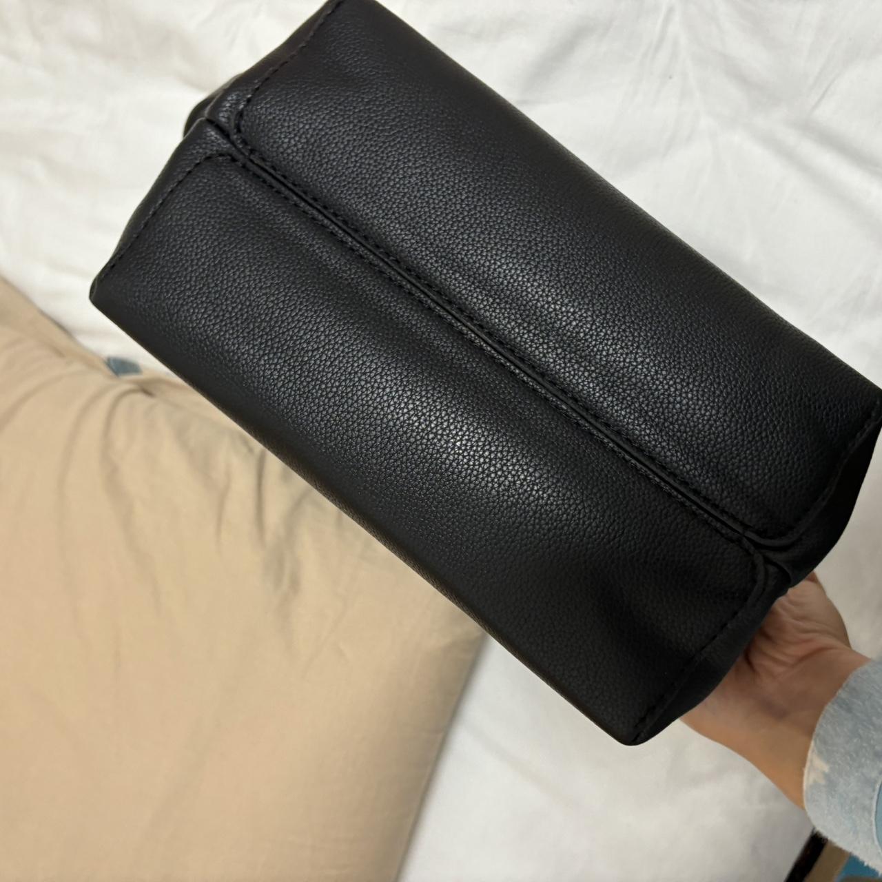 Black bucket leather side bag with long strap Not... - Depop