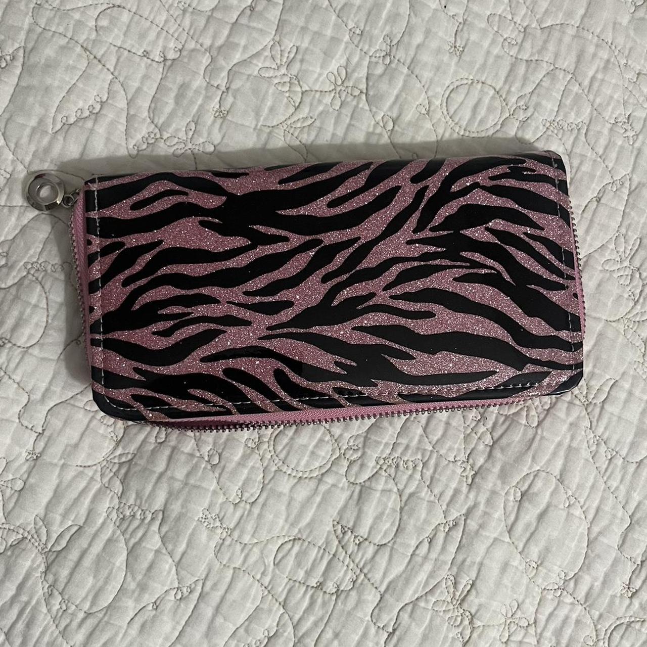 pink and black zebra print wallet !!!! this is so... - Depop