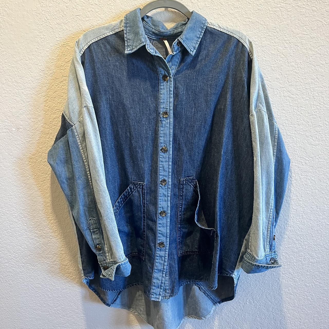 lightly worn star patch work oversized jean jacket ⭐️... - Depop